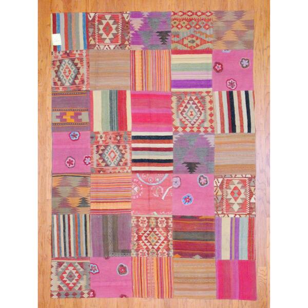 Antique Afghan Hand-woven Tribal Patchwork Kilim Multi-colored Wool Rug ...