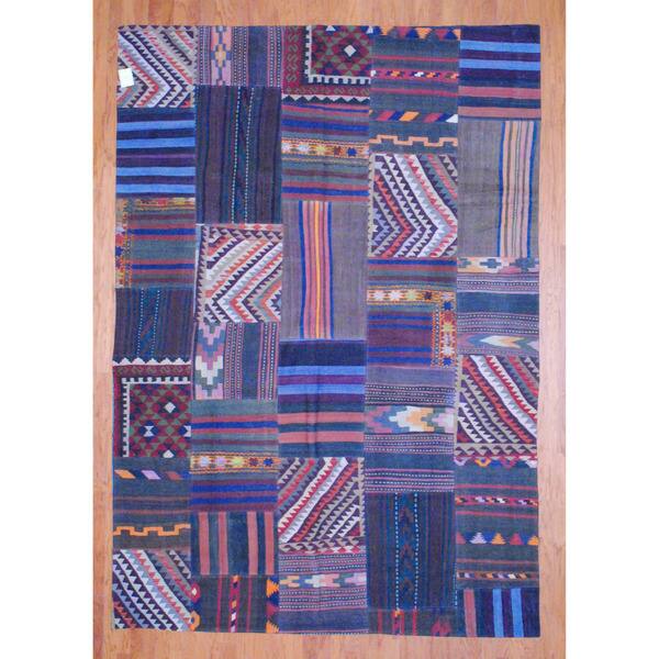 Handmade One-of-a-Kind Patchwork Wool Kilim (Afghanistan) - 7'11 x 11'3 ...