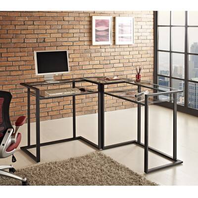DISCO Metal and Glass Corner Computer Desk - Overstock - 7731526