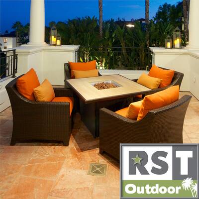 RST Tikka 5-piece Fire Table Seating Set Patio Furniture - Overstock ...