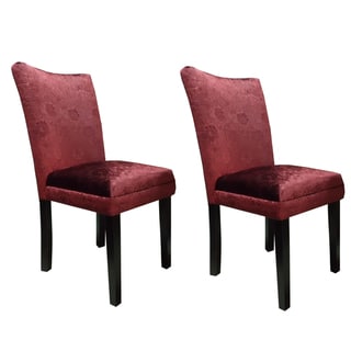 Classic Parson Red Damask Fabric Dining Chairs (Set of 2) - Bed Bath ...