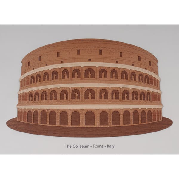 Old Modern Handicrafts 'The Coliseum - Roma Italy' Wood Veneer Art ...