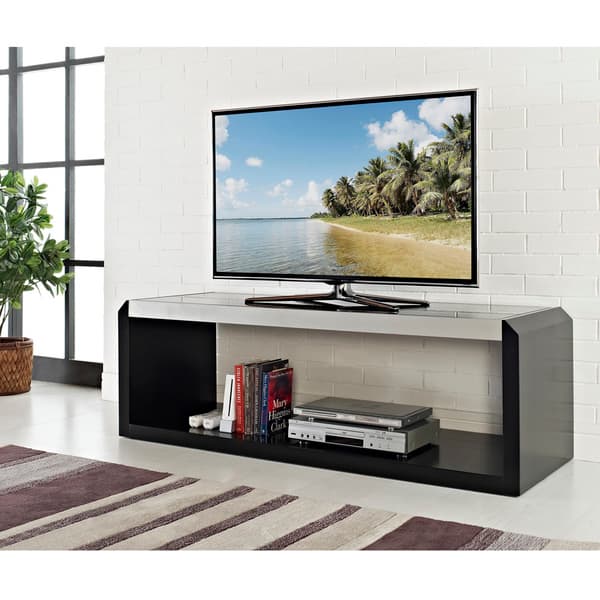 60-inch Black Glass Wood TV Stand - Bed Bath & Beyond - 7750953
