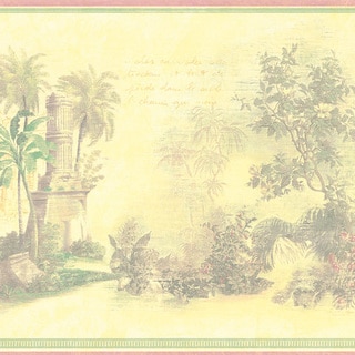 Yellow Tropical Toile Border Wallpaper - Bed Bath & Beyond - 7785566