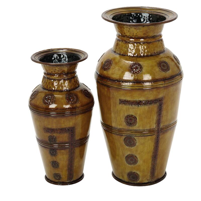 Morocco Large Rustic Decorative Metal Vase (Set of 2) - Overstock - 6366732