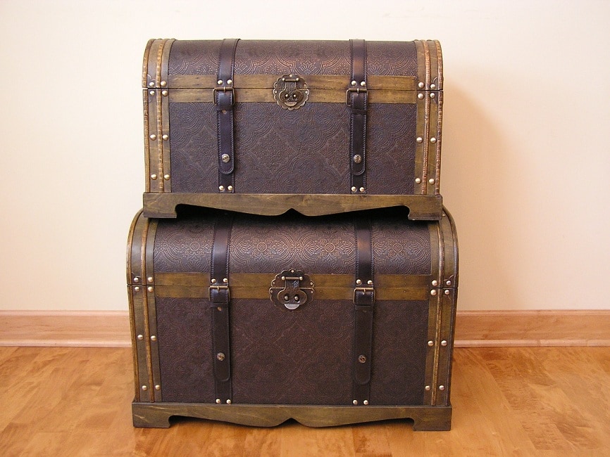 Antique Victorian Wood Trunk Treasure Chest (Set of 2) - Overstock ...