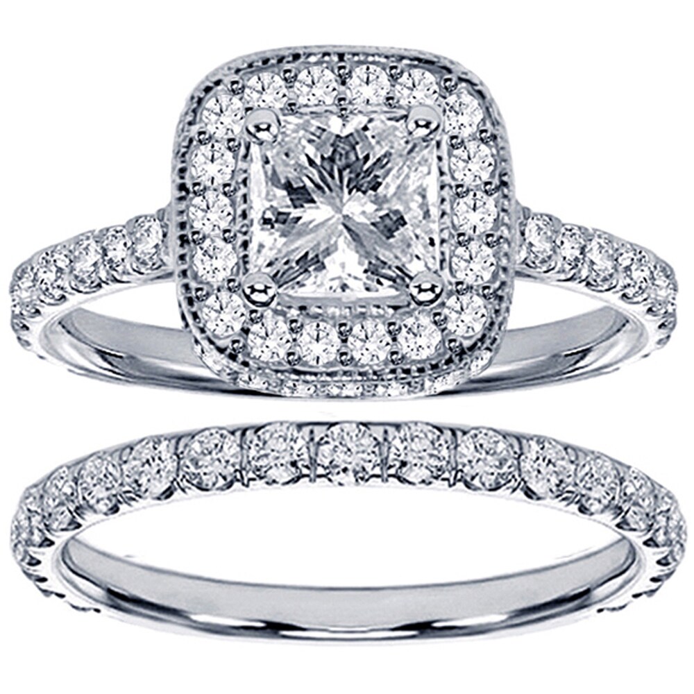 Shop 14k White Gold 2 2/5ct TDW Diamond Bridal Ring Set - Free Shipping ...