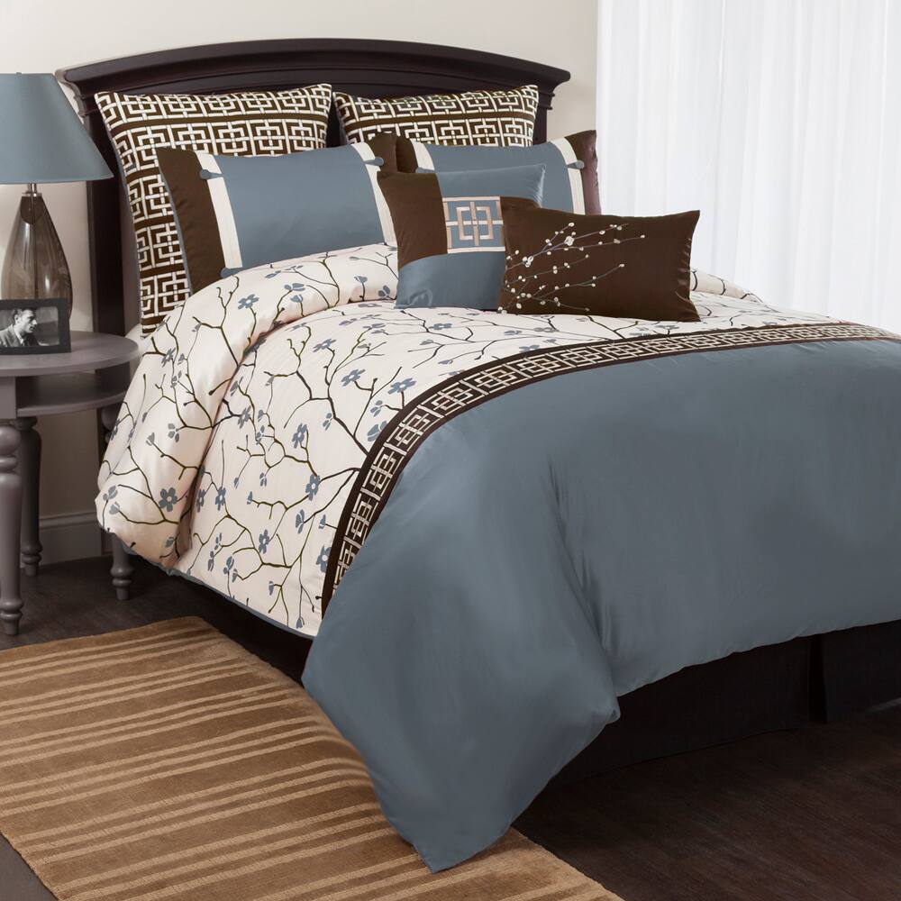 Lush Decor Charisma 8-piece Blue Comforter Set - Overstock - 7824639