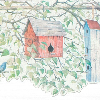 Brewster Green Birdhouse Border Wallpaper - Bed Bath & Beyond - 7825144