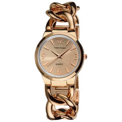 Vernier Ladies Fashion Rose Gold Tone Oversized Interlocking Link ...