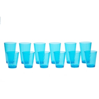 Certified International Hammered Teal Glass 12-piece Drinkware Set ...