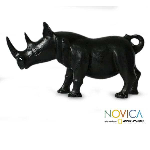Handcrafted Sese Wood 'Black Rhino' Sculpture (Ghana) - Bed Bath ...