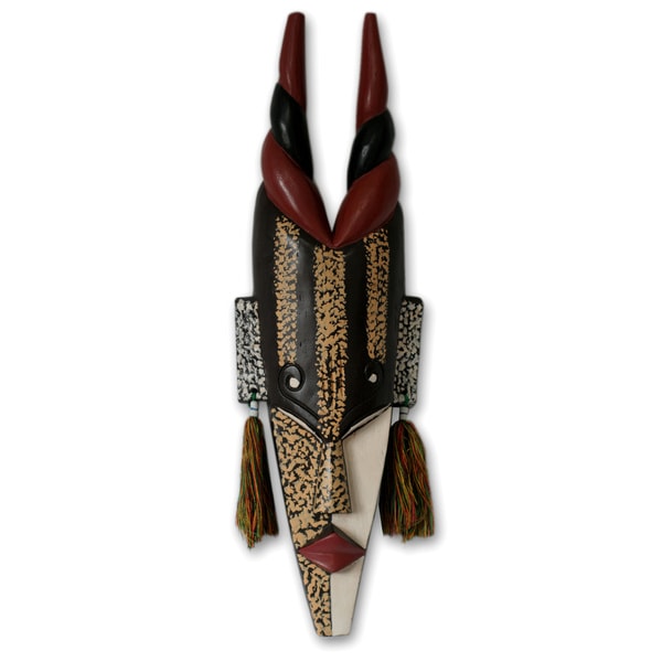 Hand-carved Wood African Giraffe Mask , Handmade in Kenya - Red - On ...