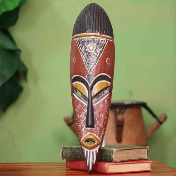 Handmade Sese Wood 'Honesty' African Mask (Ghana) - Multi/Red - Bed ...