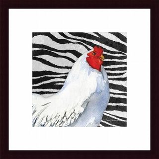 Zebra Rooster Framed Print - Black/White - Bed Bath & Beyond - 7858113