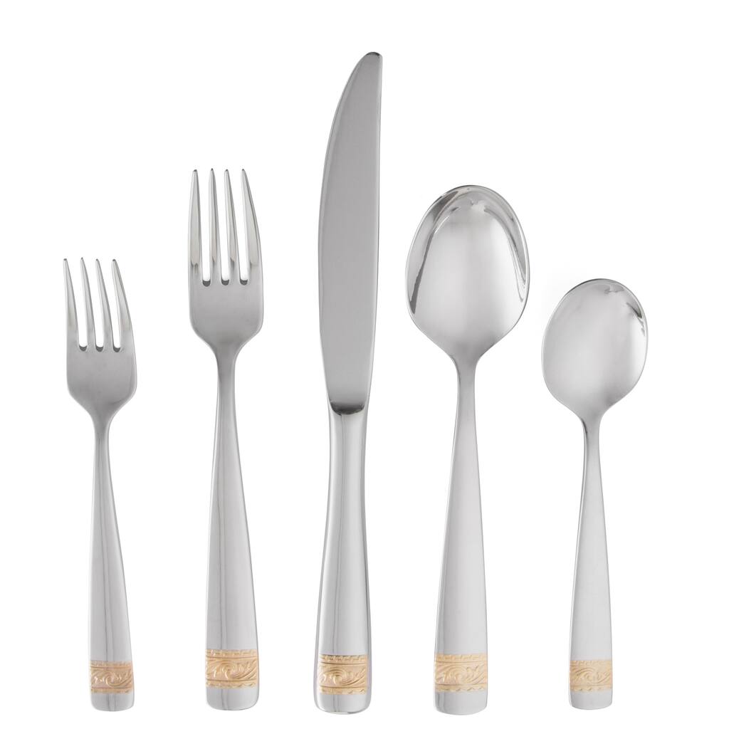 Yamazaki Crestwood Gold Accent 5-piece Place Setting Flatware Set ...