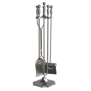Blue Rhino UF 5-piece Satin Pewter Fire Tool Set - Bed Bath & Beyond ...