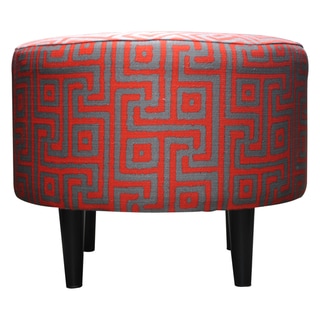Round Sophia Atomic Red Ottoman - Overstock - 7866231
