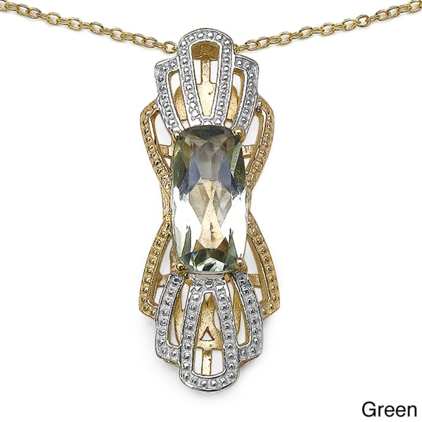 Marcel Drucker Gold over Silver Gemstone and Diamond Accent Necklace ...