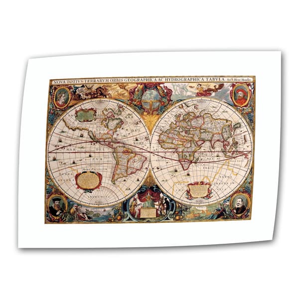 Henricus Hondius 'A New and Accurate Map of the World' Unwrapped Canvas ...