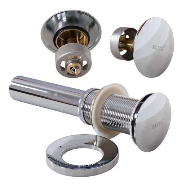 Elite Bathroom Chrome Finish Pop-up Drain and Mounting Ring for Glass ...