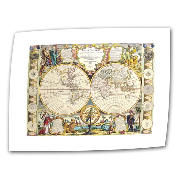Samuel Dunn 'Mappe-Monde Carte Universelle de la Terre Dressee' unwrapped canvas - Multi - Bed ...