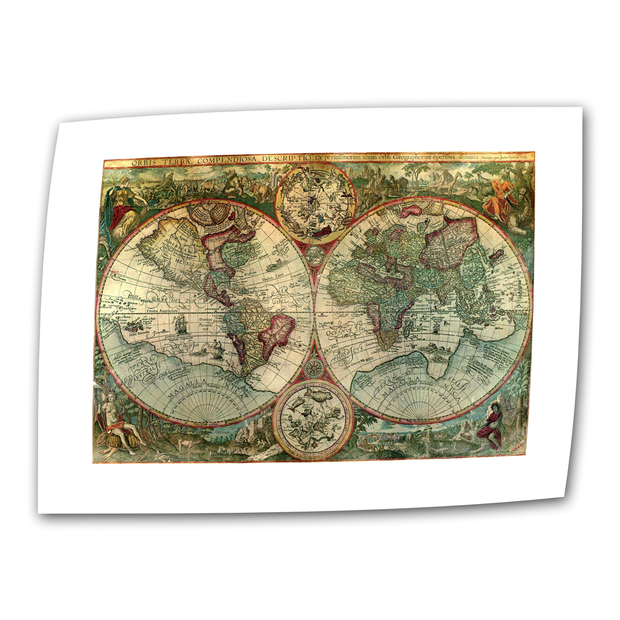 Henricus Hondius 'A New and Accurate Map of the World' Unwrapped Canvas ...