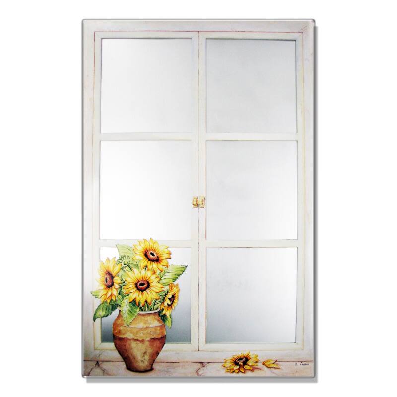 Faux Window Mirror Scene with Sunflowers - Overstock - 6711190