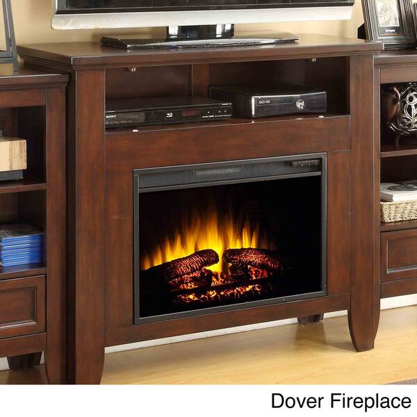 Picket House Dover Mahogany Media Console Electric Fireplace with ...