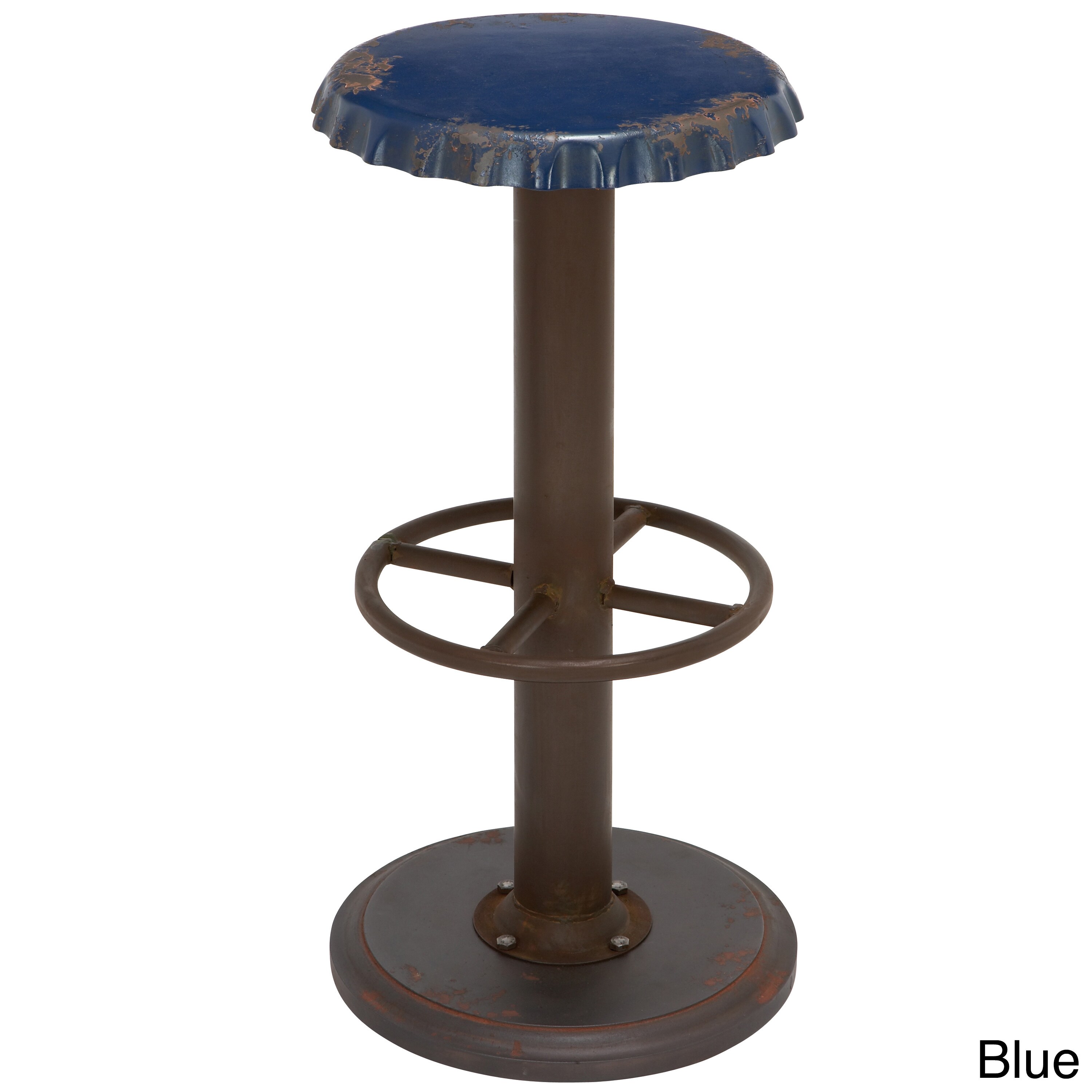 Retro Antiqued Bottle Cap Bar Stool