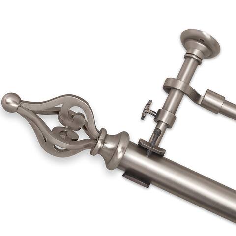 Pinnacle Pewter Optima Crown Double Curtain Rod Set - Overstock - 7913226