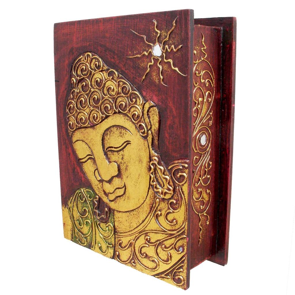 Gold Accented Handmade Buddha Book-Style Storage Box (Indonesia ...