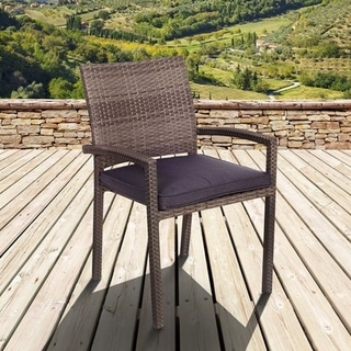 Atlantic Liberty Wicker Grey Outdoor Stacking Arm Chair (Set of 4) - 25 ...