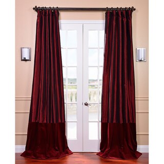 Exclusive Fabrics Banded Faux Silk Syrah and Burgundy Velvet Curtain (1 ...