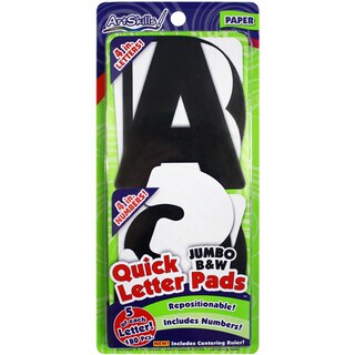 Quick Letter/Number Pads Repositionable-Black & White Jumbo - Bed Bath ...