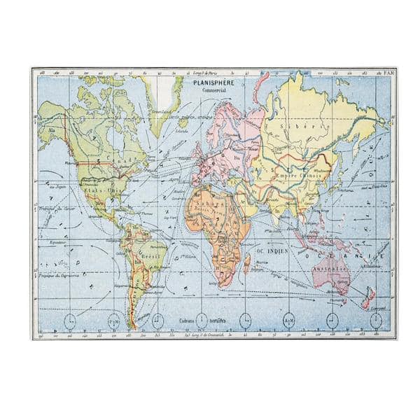 'Map of Principal World Trade Routes, 1912' Canvas Art - Multi - Bed ...