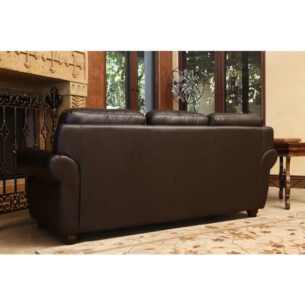 Abbyson Living Laguna 3-piece Dark Brown Top Grain Leather Sofa Set ...