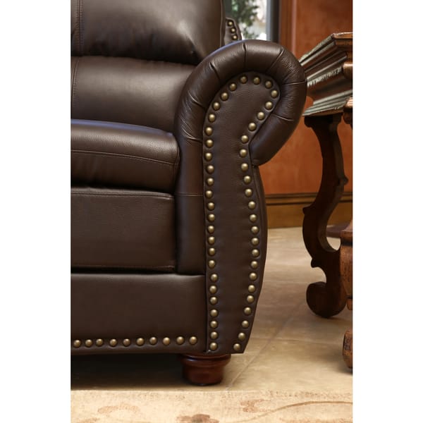 Abbyson Living Laguna 3-piece Dark Brown Top Grain Leather Sofa Set ...