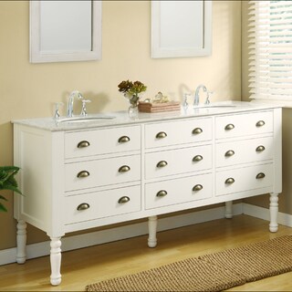Direct Vanity 70-inch White Harvest Pearl Double Sink Vanity with ...