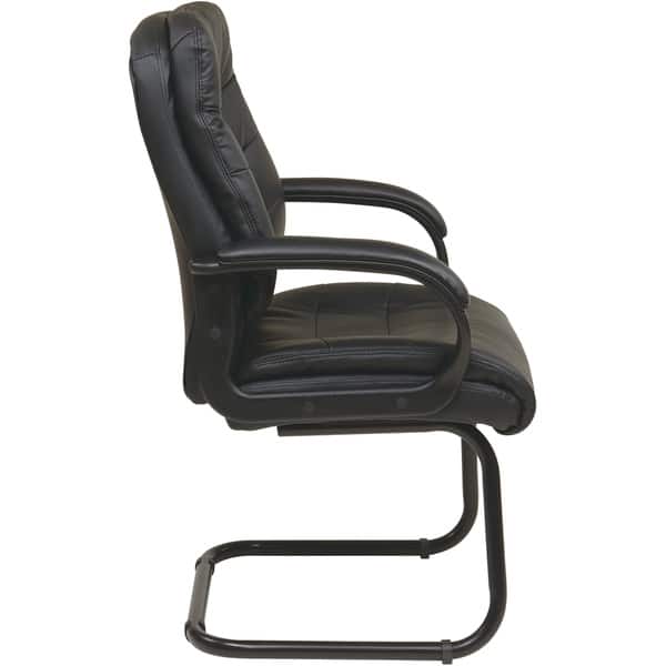 Faux Leather Visitors Chair with Padded Arms and Sled Base - Bed Bath ...