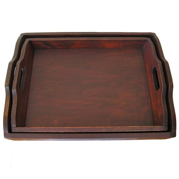 Gold Rush Solid Decorative Cedar Wood Serving Trays (Set of 2) - Bed ...