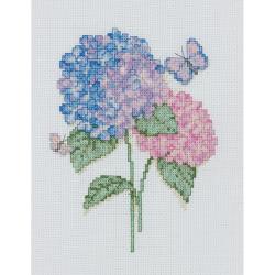 Hydrangeas Mini Counted Cross Stitch Kit-5"X7" 14 Count - Bed Bath ...