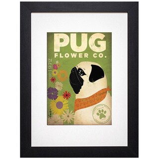 Stephen Fowler 'Pug Flower Co.' Framed Art Print - Green - Bed Bath ...