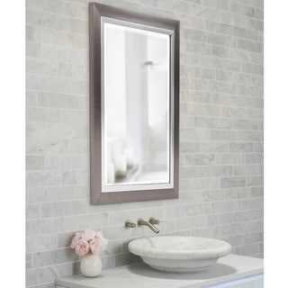 Brushed Silver Lakeshore Medium Rectangular Beveled Wall Mirror - 27.1 ...