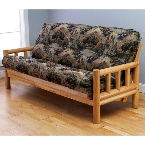Somette Aspen Lodge Natural Futon Frame and Innerspring Mattress Set ...
