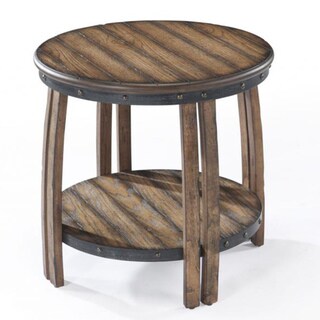 Milner Round Rustic Oak Finish End Table - Bed Bath & Beyond - 8019902