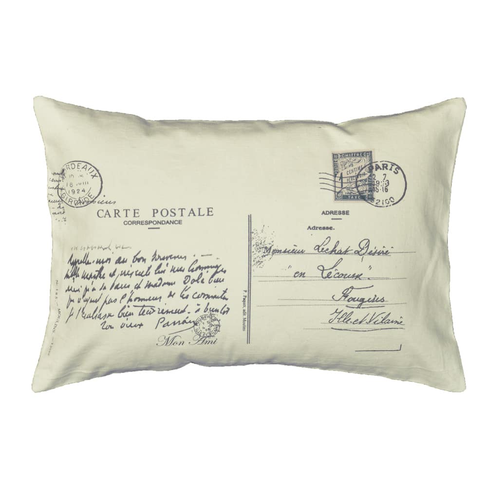 Postcard Letter Small Bolster Decorative Pillow - Overstock - 8021742