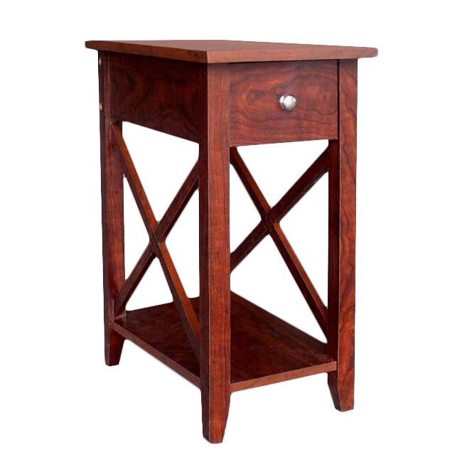 Espresso Wooden X-side End Table - Overstock - 8022270