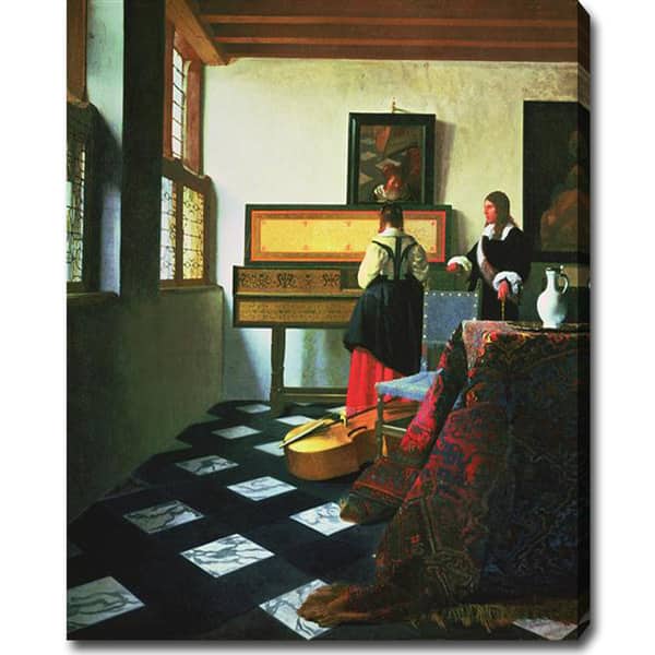 Johannes Vermeer 'The Music Lesson' Oil on Canvas Art - Bed Bath ...