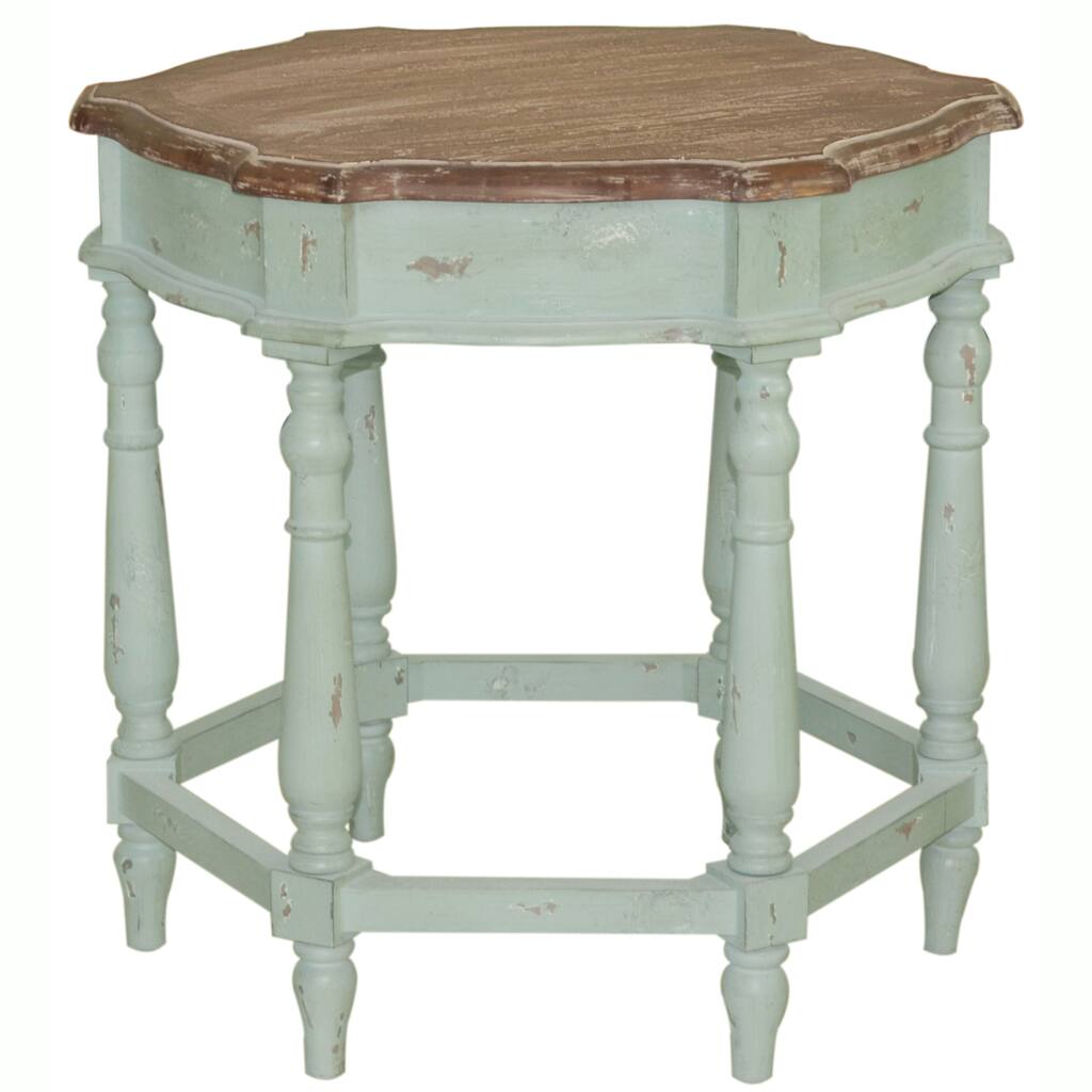 Hand-painted Distressed Pale Blue Finish Accent Table - Overstock - 8093227